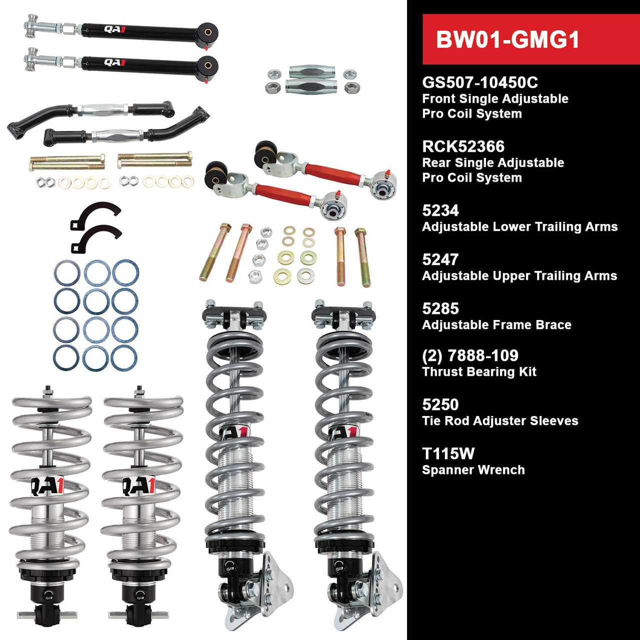 BW01-GMG1 Level 1 Big Wheel Suspension Kit, 78-88 GM G-Body - QA1