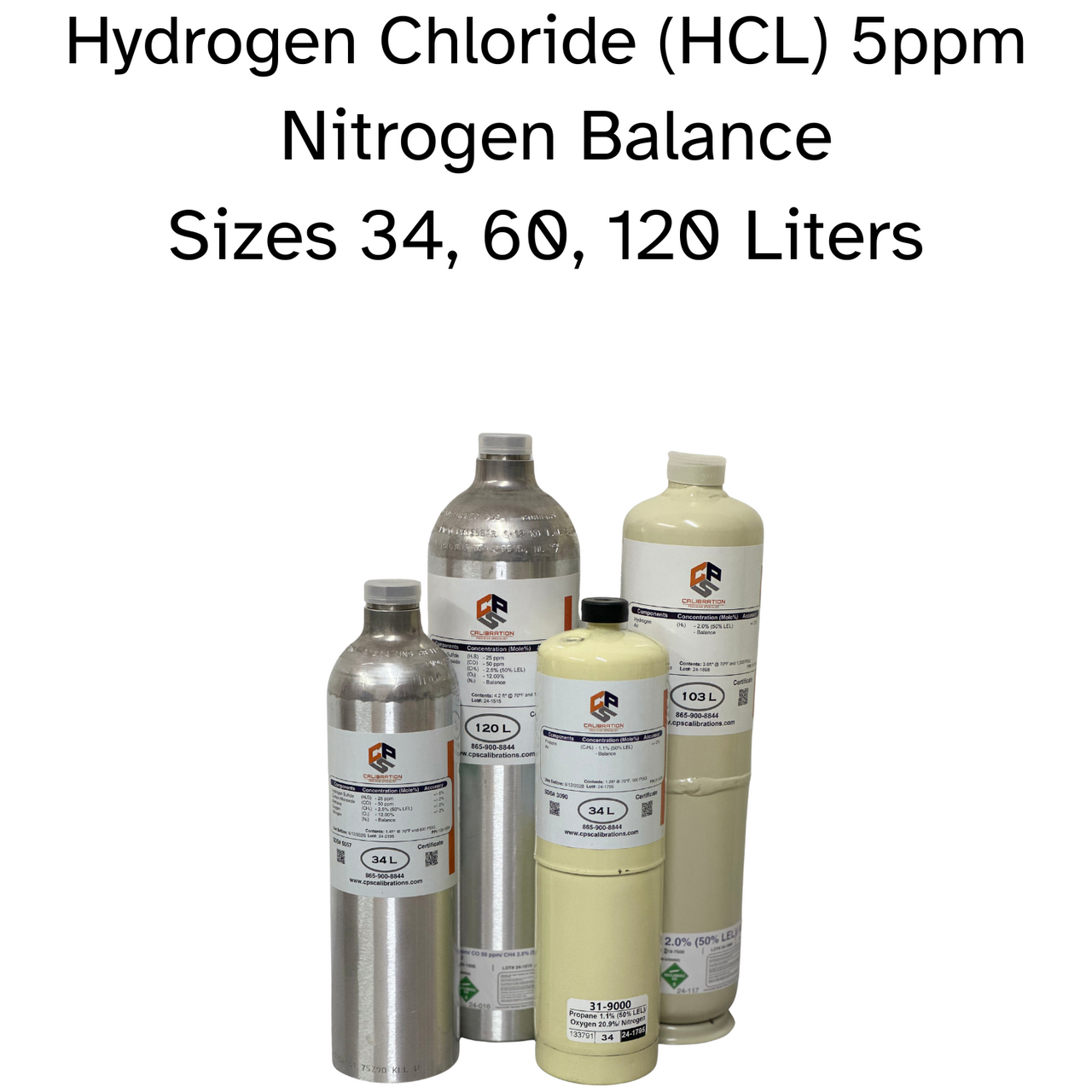 CPS Calibrations Hydrogen Cyanide (HCN) 10ppm, Oxygen 20.9% Nitrogen ...