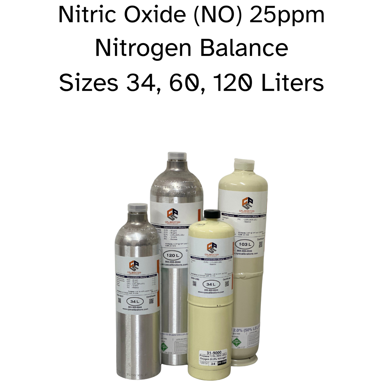 CPS Calibrations Nitric Oxide (NO) 25ppm Nitrogen Balance