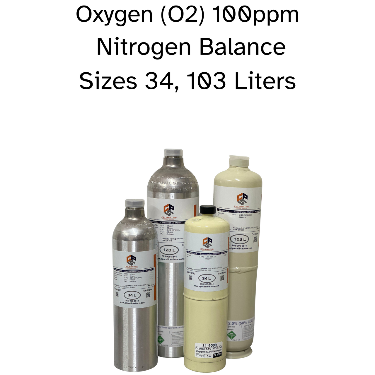 CPS Calibrations Oxygen 100ppm Nitrogen Balance