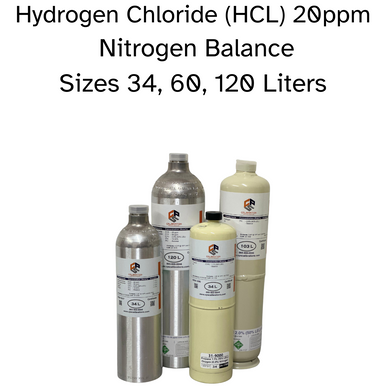 CPS Calibrations Hydrogen Chloride (HCL) 20ppm Nitrogen Balance