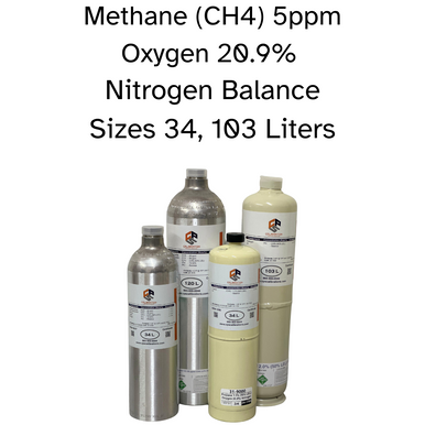 CPS Calibrations Methane (CH4) 5ppm, Oxygen 20.9% Nitrogen Balance