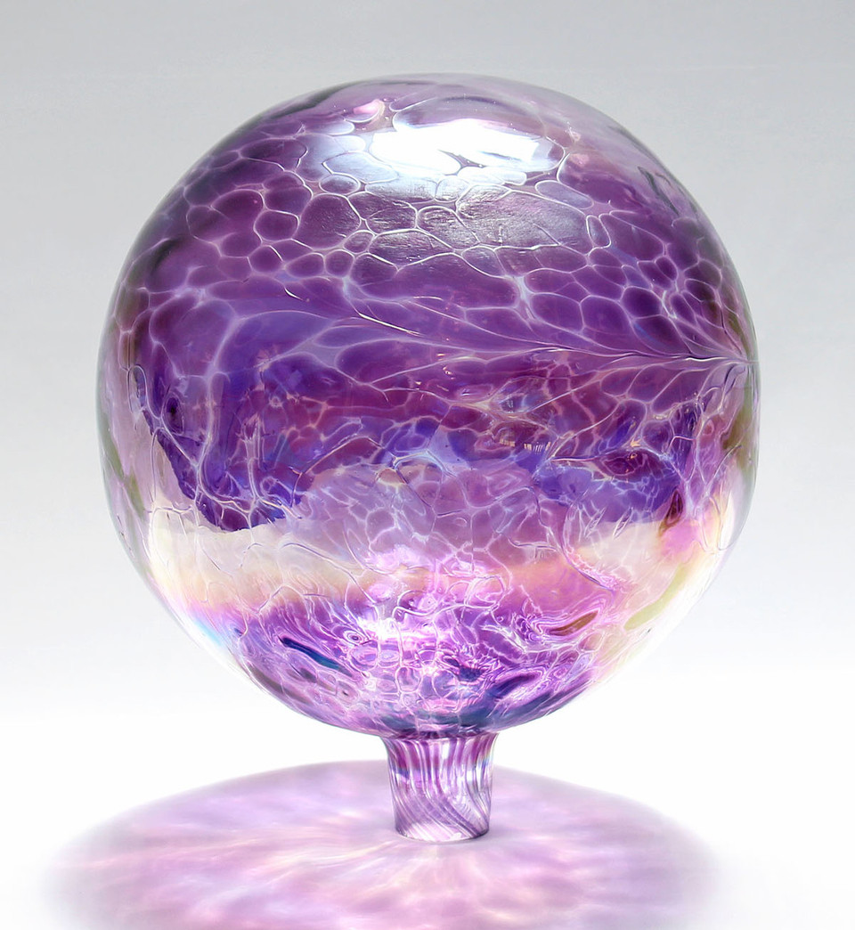 Pink Marbled Gazing Ball Glass 12 Inch Kugel House
