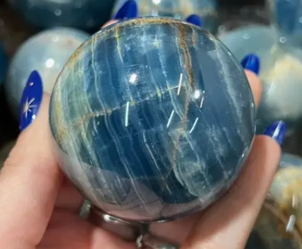 Lemurian Aquatine Calcite Crystal Sphere - Cloud City Vapes