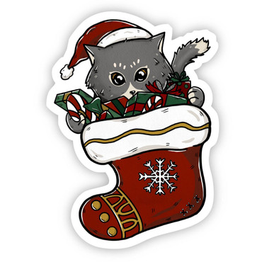 Cat in Christmas Stocking Sticker - MACkite