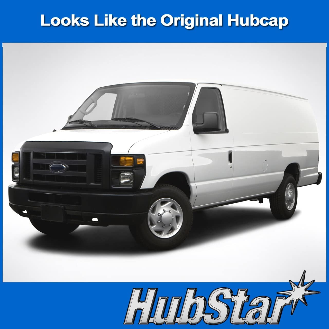 HubStar Hubcap Replacement for Ford Van (1998-2023) - 16-inch wheel, Silver (1 piece)