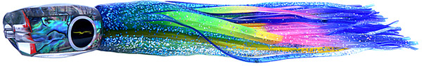 Black Bart Hot Breakfast Marlin Lure-Blue-Yellow/Rainbow