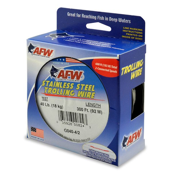 American Fishing Wire SS Trolling Wire 600ft Spool Test: 40 (2 ...