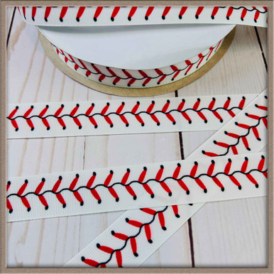 Baseball Laces 1" Grosgrain Ribbon By The Yard