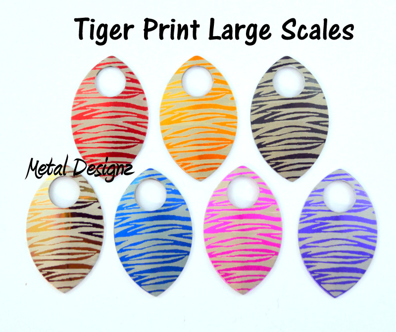 Tiger Print Engraved Anodized Aluminum Large Scales - Metal Designz