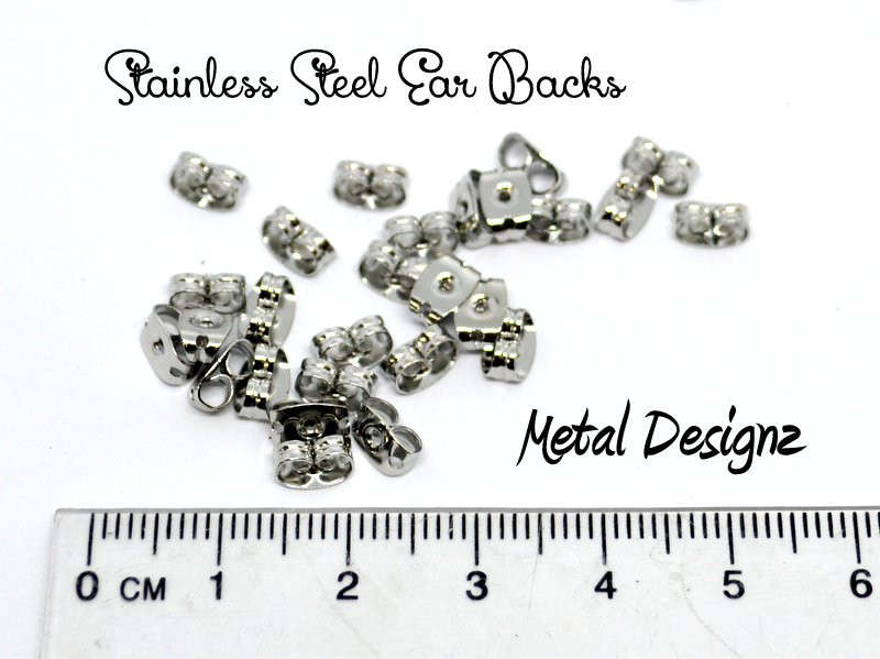Stainless Steel Ear Backs - Bag of 100 pieces - Metal Designz