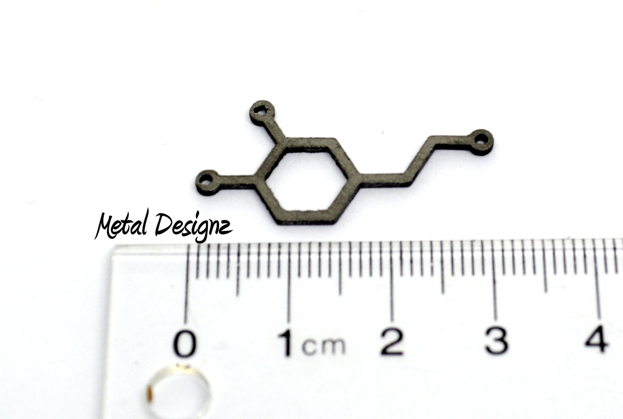 Laser Cut Titanium Toggle or Charm Findings - Dopamine Molecule - Metal ...