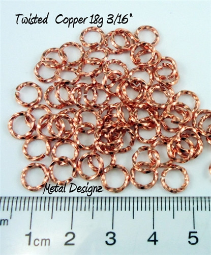Square Copper Wire Twisted Jump Rings 18 3/16" id. - Metal Designz