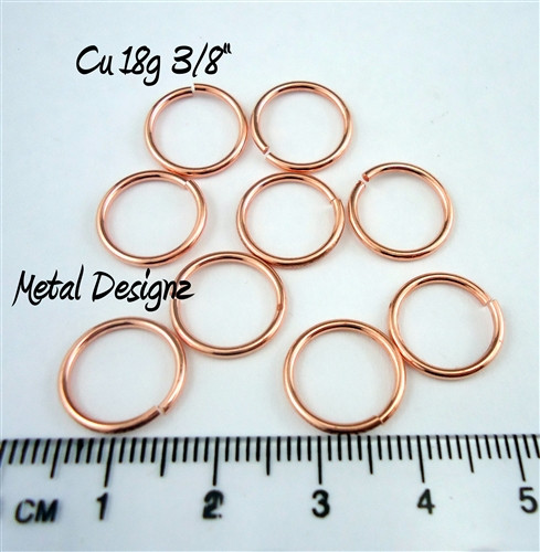 Copper Jump Rings 18 Gauge 3/8" id. - Metal Designz