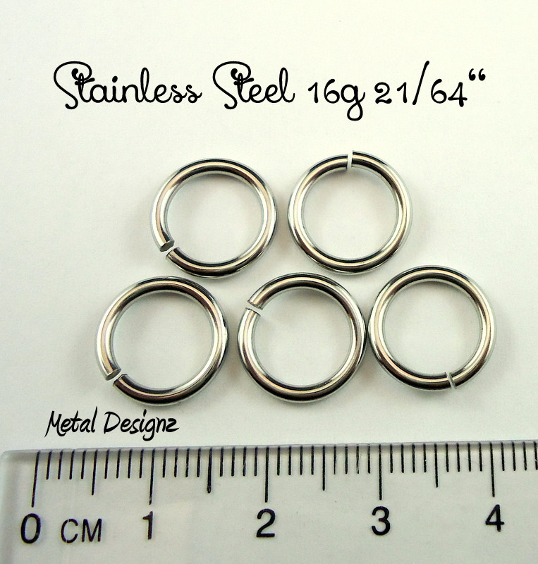 Stainless Steel Jump Rings 16 Gauge 21/64" id. - Metal Designz
