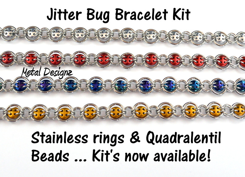 Jitter Bug Bracelet kit- Stainless Steel & Quadralentil Beads - Metal ...