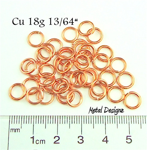 Copper Jump Rings 18 Gauge 13/64" id. - Metal Designz