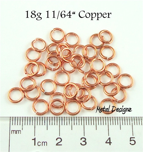 Copper Jump Rings 18 Gauge 11/64" id. - Metal Designz