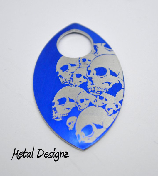 Skull Engraved Anodized Aluminum Large Scales - Metal Designz