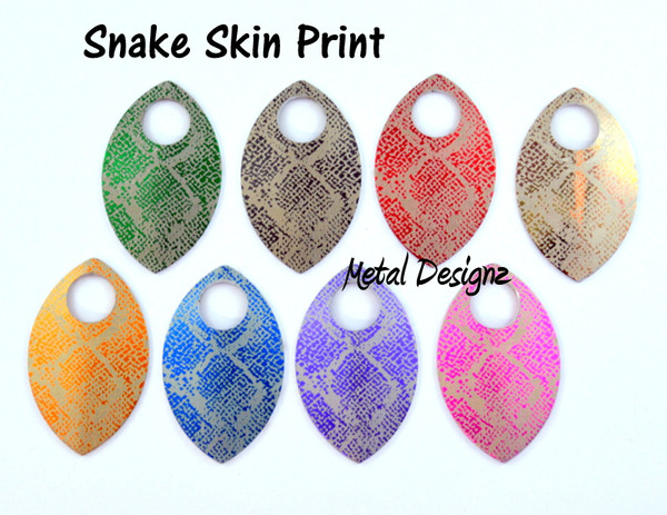 Snake Skin Print Engraved Anodized Aluminum Large Scales - Metal Designz
