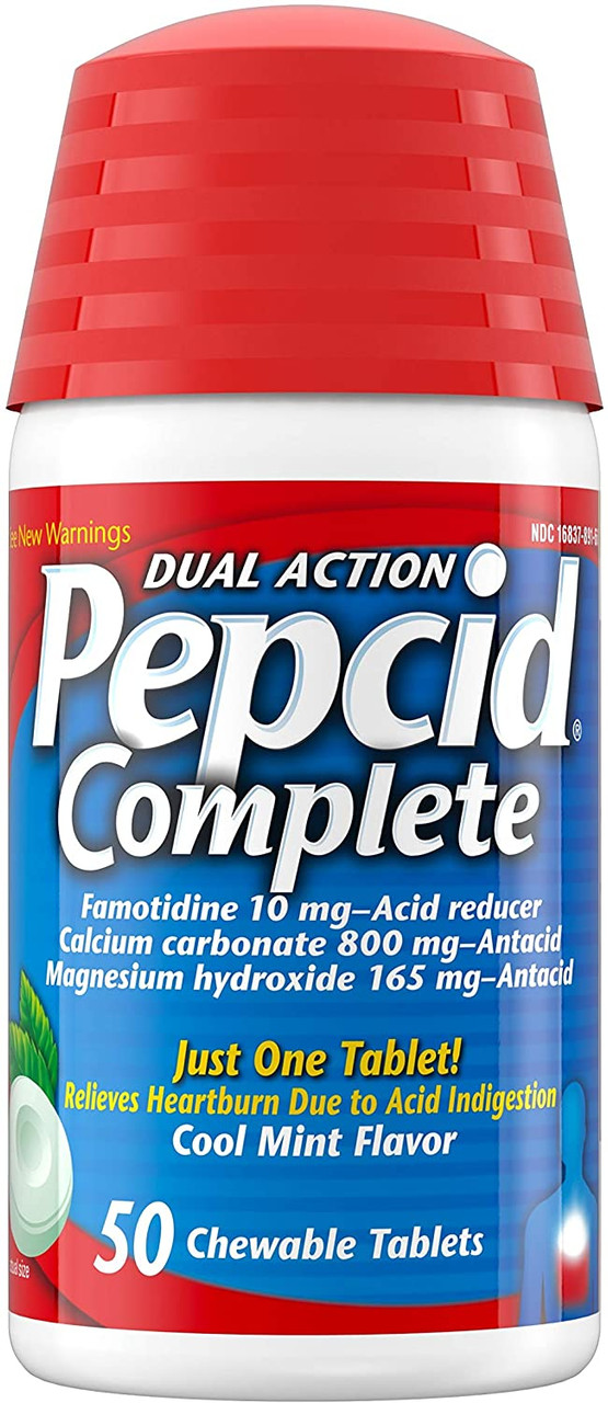 Pepcid Complete Acid Reducer Antacid Chewable Tablets, Mint, Health ...