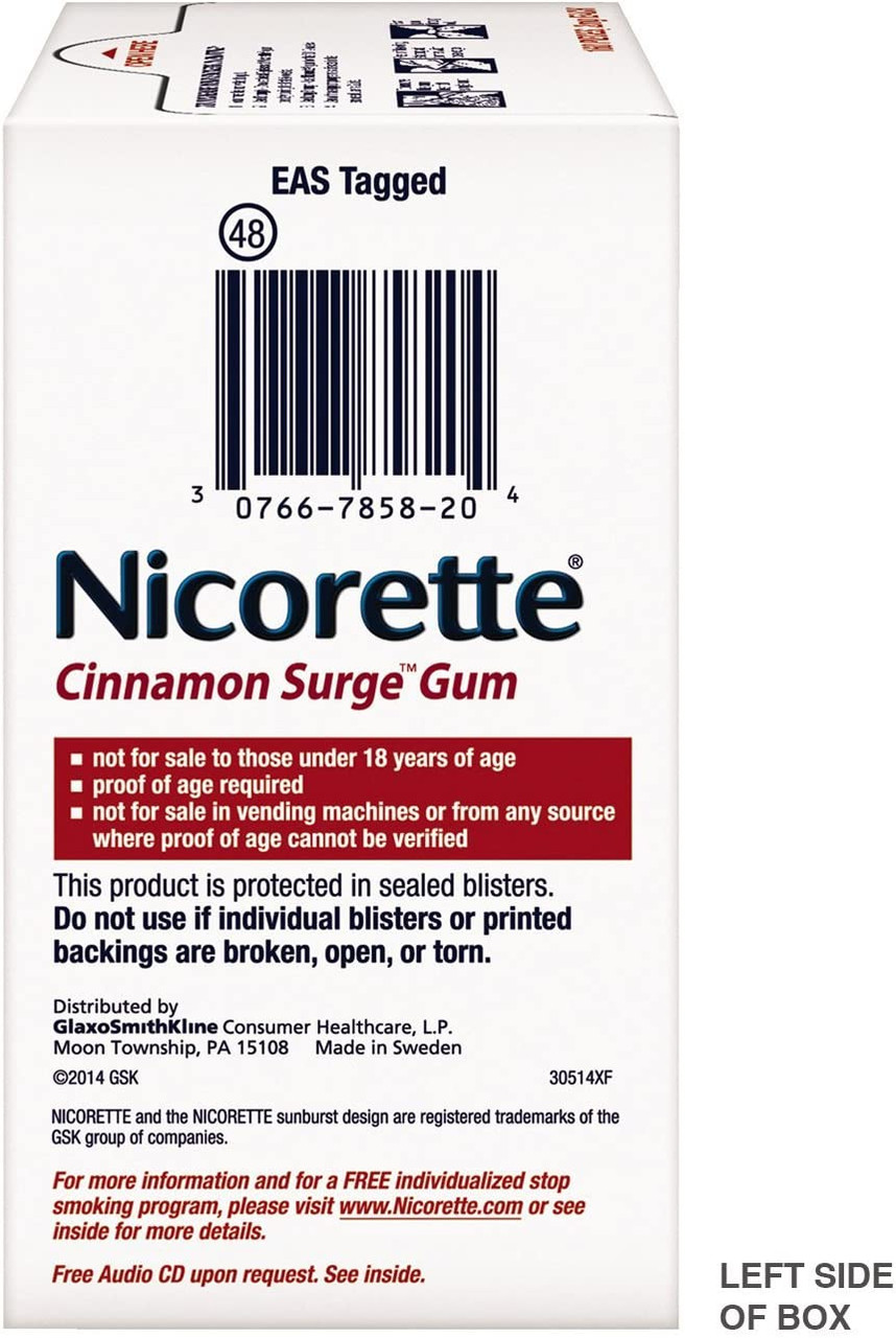 Nicorette Stop Smoking Aid Gum 2 mg Cinnamon Surge - 100ct