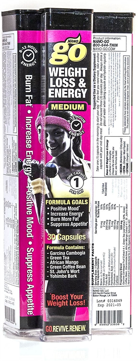 Nano Go Medium Strength Weight Loss & Energy Supplement - 30 Capsules