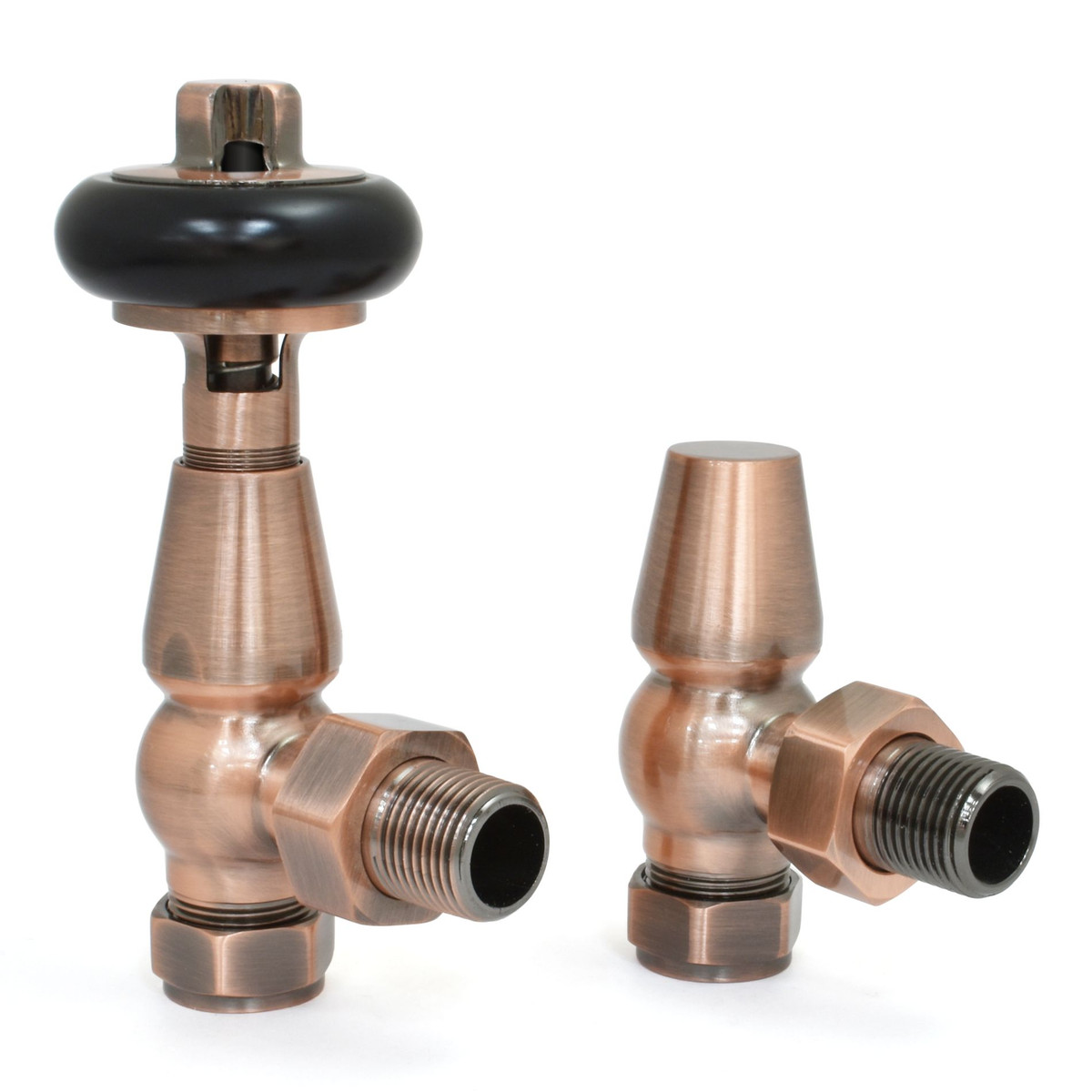 Eastbury Traditional Manual Angled Antique Copper Radiator Valves