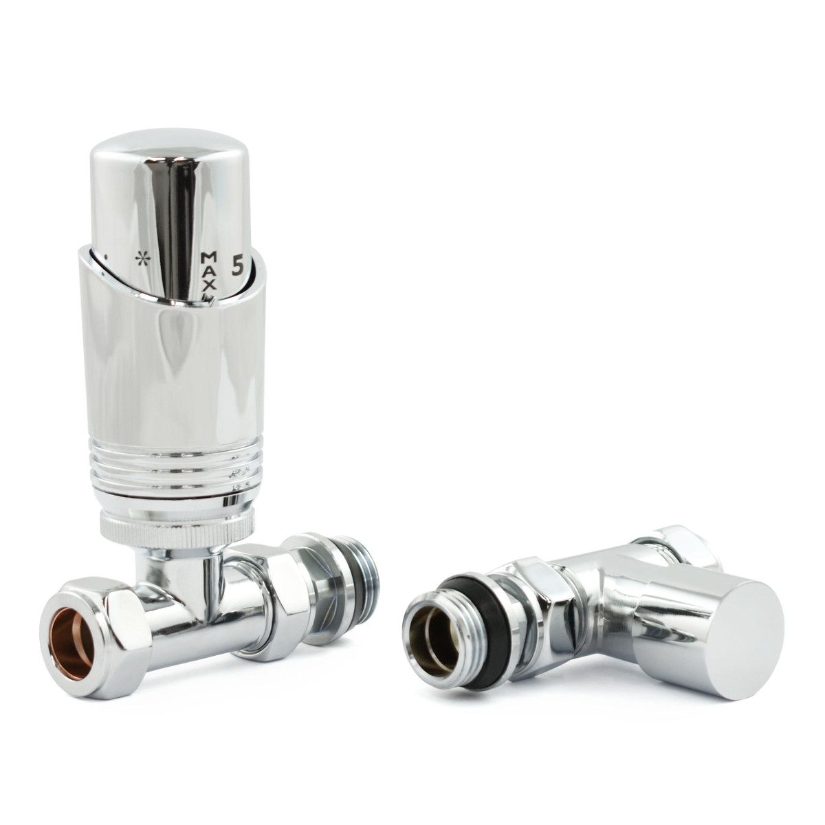 Duran Modern TRV Straight Chrome Thermostatic Radiator Valves
