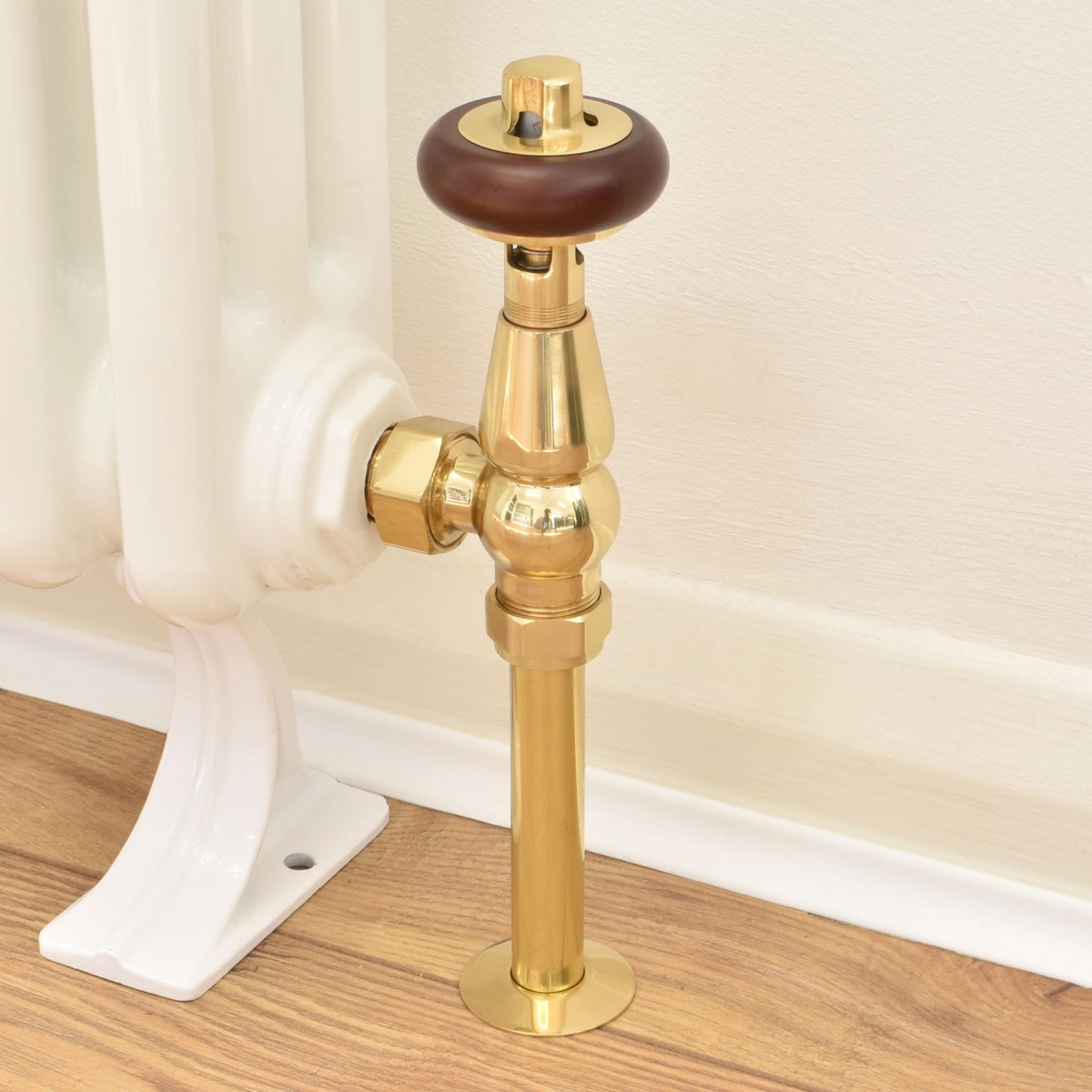 Flatford Traditional TRV Angled Brass Thermostatic Radiator Valves with ...