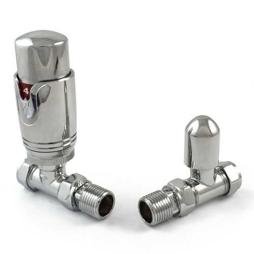 Nena Modern TRV Straight Chrome Thermostatic Radiator Valves With Sleeves