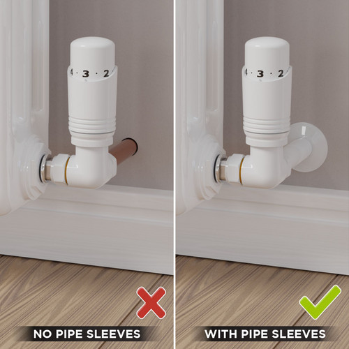 Duran Modern TRV Corner Chrome Thermostatic Radiator Valves With Sleeves