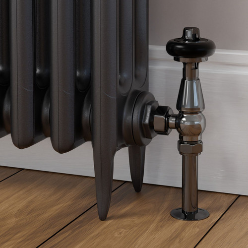 Eastbury Traditional Manual Angled Black Nickel Radiator Valves With ...