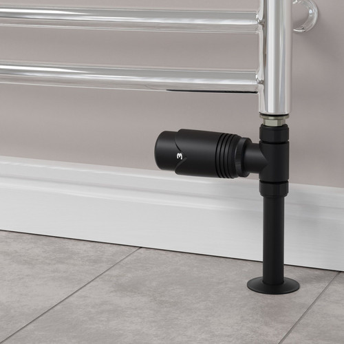 Ramone Modern Satin Black Straight Radiator TRV with Sleeves ...