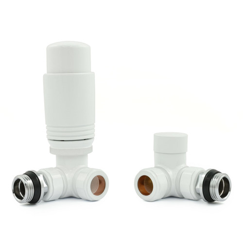 Ramone Modern All White Corner TRV With Sleeves - ColumnRadiators4u