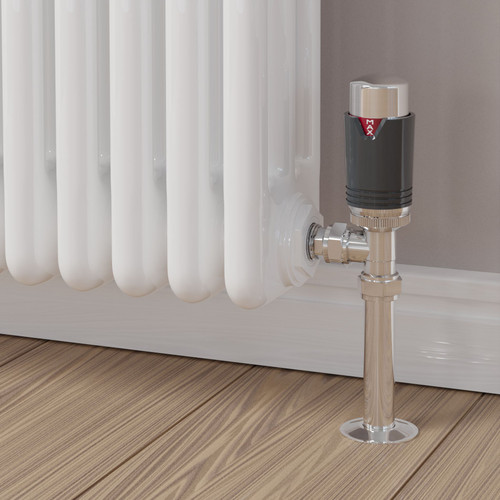 Exeter Modern TRV Angled Chrome & Anthracite Thermostatic Radiator Valves
