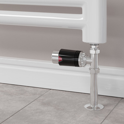 Exeter Modern TRV Straight Chrome & Black Thermostatic Radiator Valves