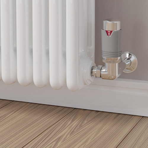 Exeter Modern TRV Corner Chrome & Silver Thermostatic Radiator Valves