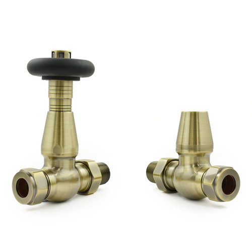 Jarrow Traditional TRV Straight Antique Brass Thermostatic Radiator Valves