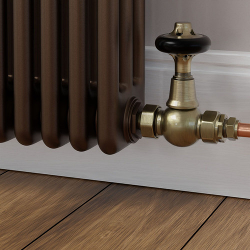 Alfriston Traditional TRV Straight Antique Brass Thermostatic Radiator ...