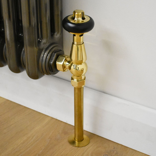 Flatford Traditional TRV Angled Unlacquered Brass Thermostatic Radiator ...