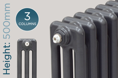 Trade Essentials Metallic Anthracite 3 Column Horizontal Radiator H500 ...