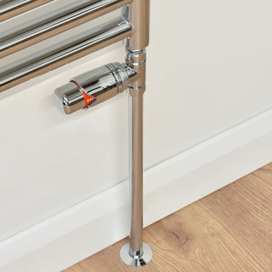 Ramone Modern TRV Straight Chrome Thermostatic Radiator Valves With Sleeves