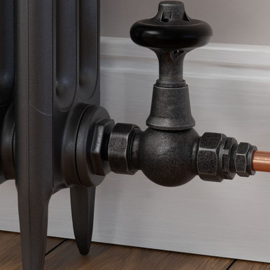 Alfriston Traditional TRV Straight Pewter Thermostatic Radiator Valves