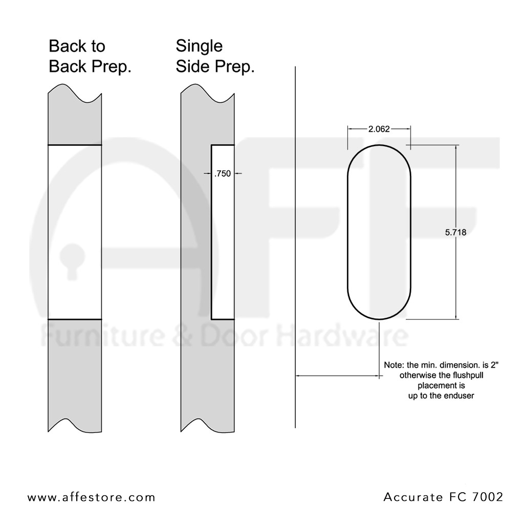 Accurate No. FC7002 - 7" x 2-1/4" - Obround Flush Pull with Concealed ...