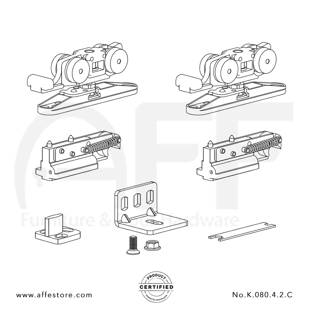 STEP No. K.080.4.2.C Marine Grade Fitting Set for sliding wood door, up ...