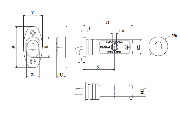 Tubular Hook Lock For Sliding Pocket Door No.F2801L