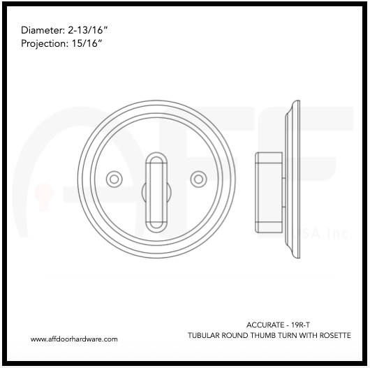 Accurate No. 19R-T Tubular Round Thumb Turn with Rosette