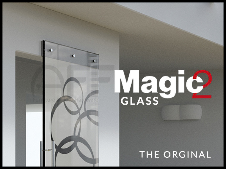 Magic 2 - Wall Mounted, Concealed sliding system for wood door