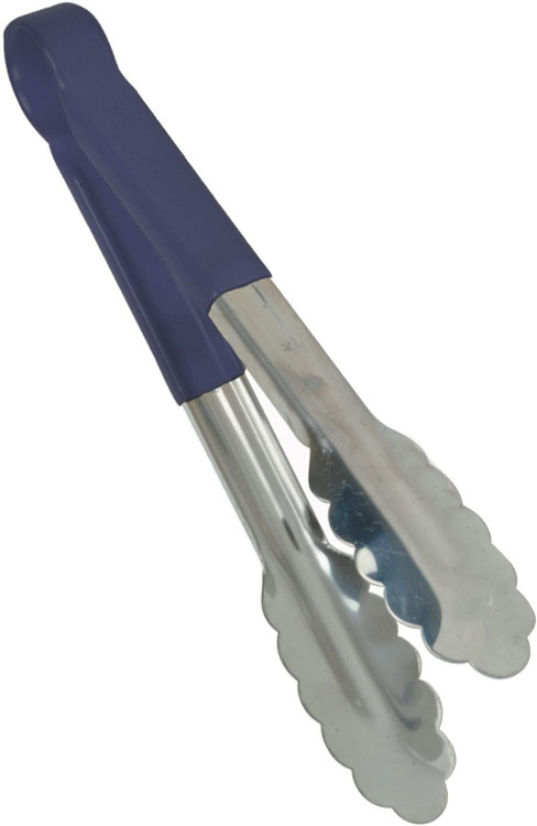 12" HACCP Color Handle Stainless Steel Scalloped Tong - Durable ...